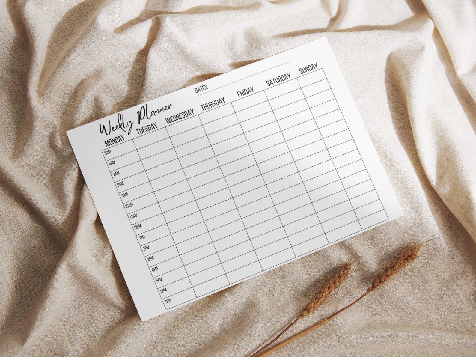 Weekly Planner Printable Landscape, Minimalistic Weekly Planner, Week ...
