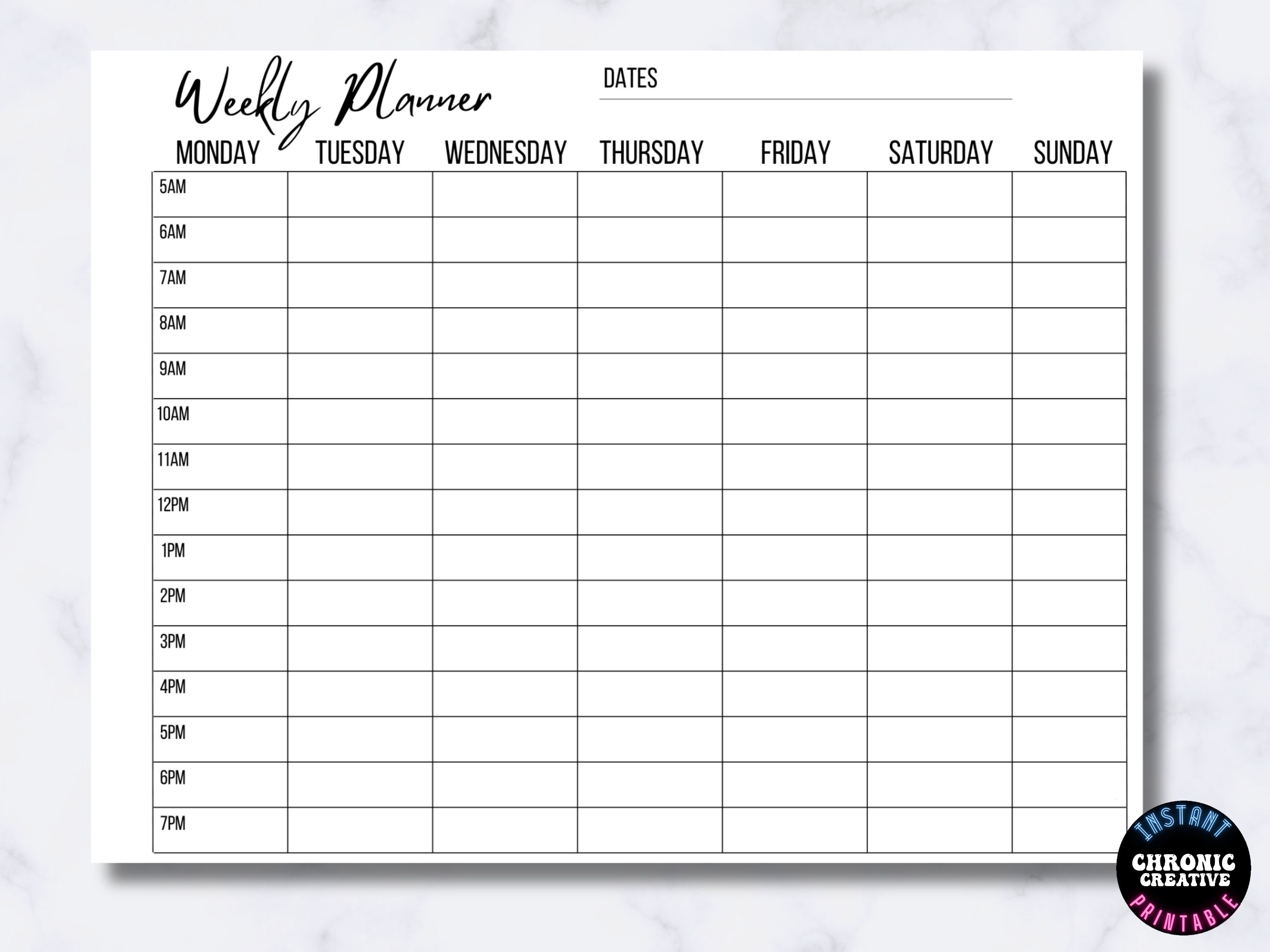 Weekly Planner Printable Landscape, Minimalistic Weekly Planner, Week ...