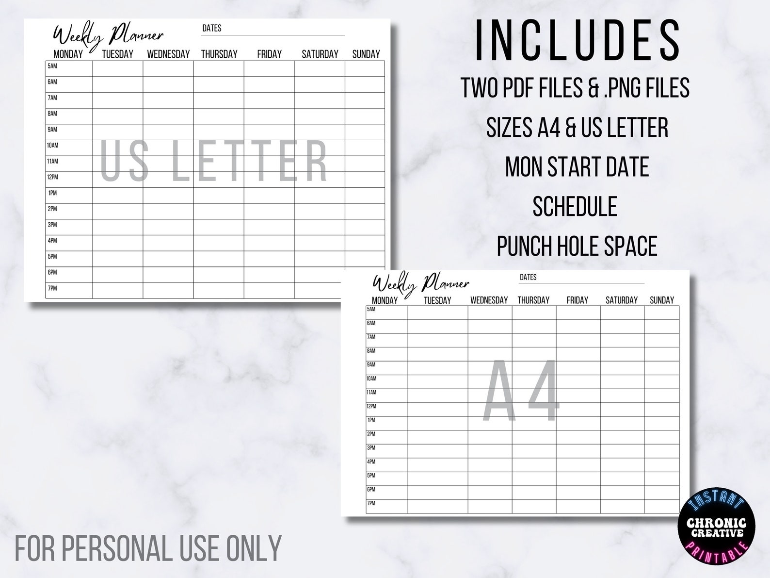 Weekly Planner Printable Landscape, Minimalistic Weekly Planner, Week ...