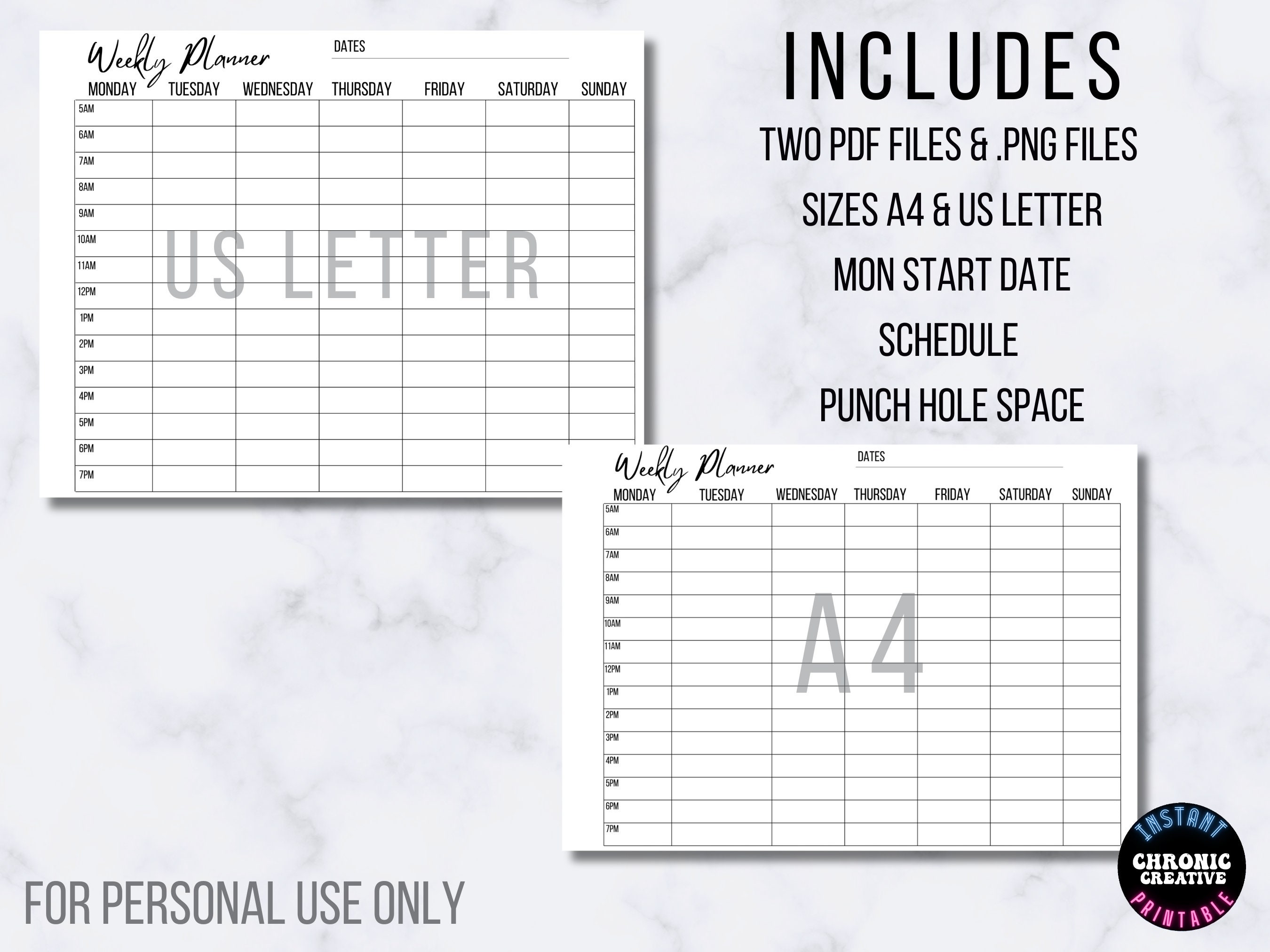 Weekly Planner Printable Landscape, Minimalistic Weekly Planner, Week ...