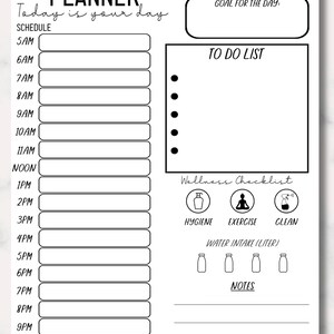 Daily Planner Printable, Daily Schedule, to Do List, Simple Planner ...