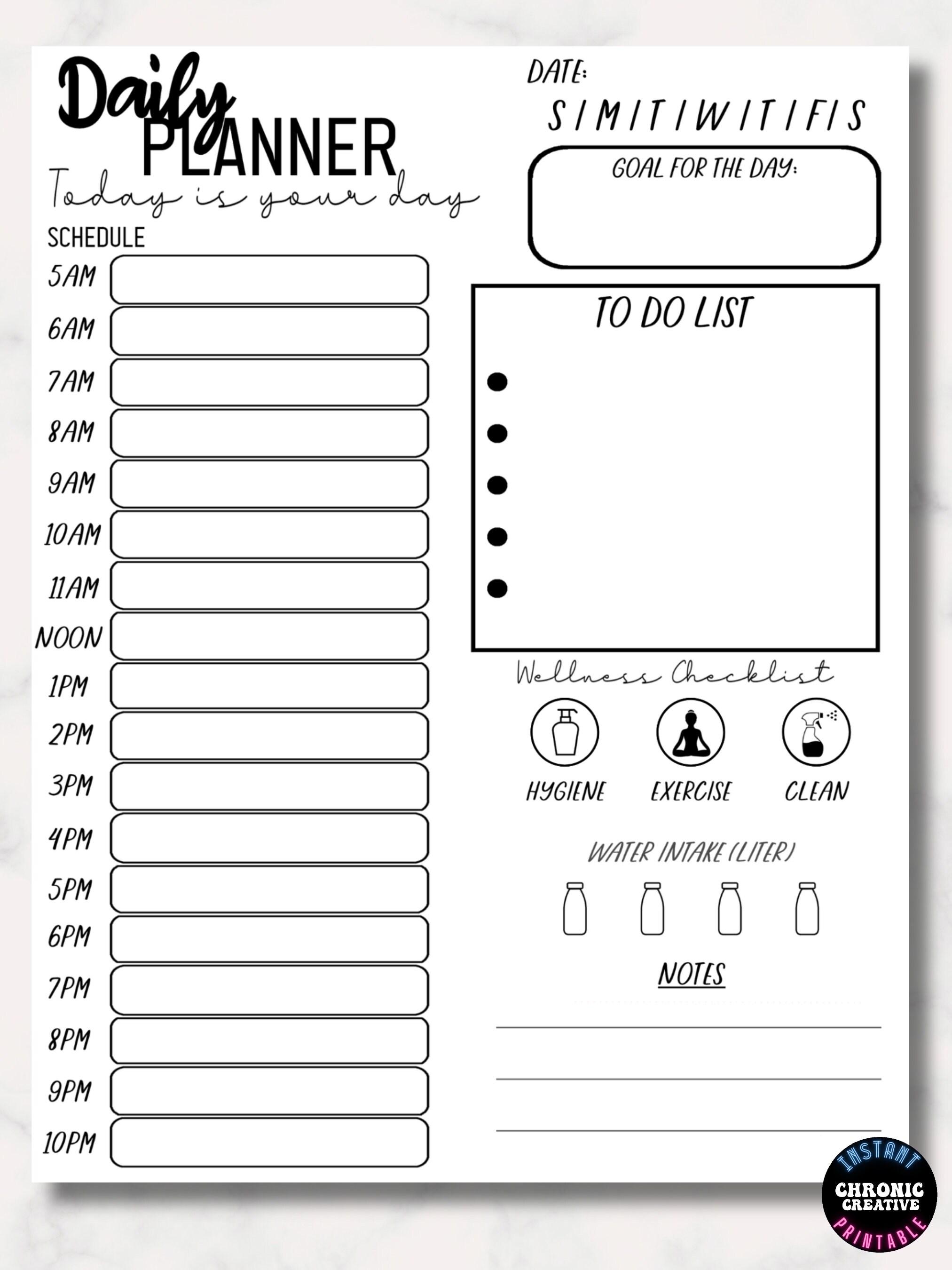 Daily Planner Printable, Daily Schedule, to Do List, Simple Planner ...