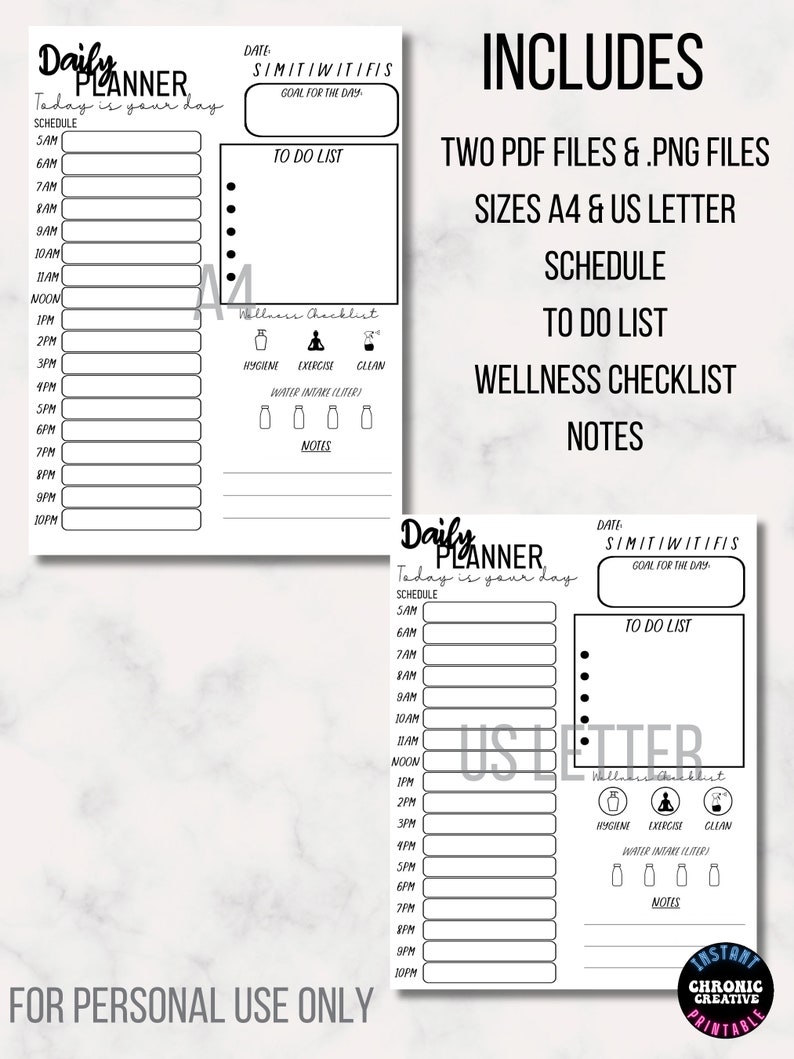 Daily Planner Printable, Daily Schedule, to Do List, Simple Planner ...