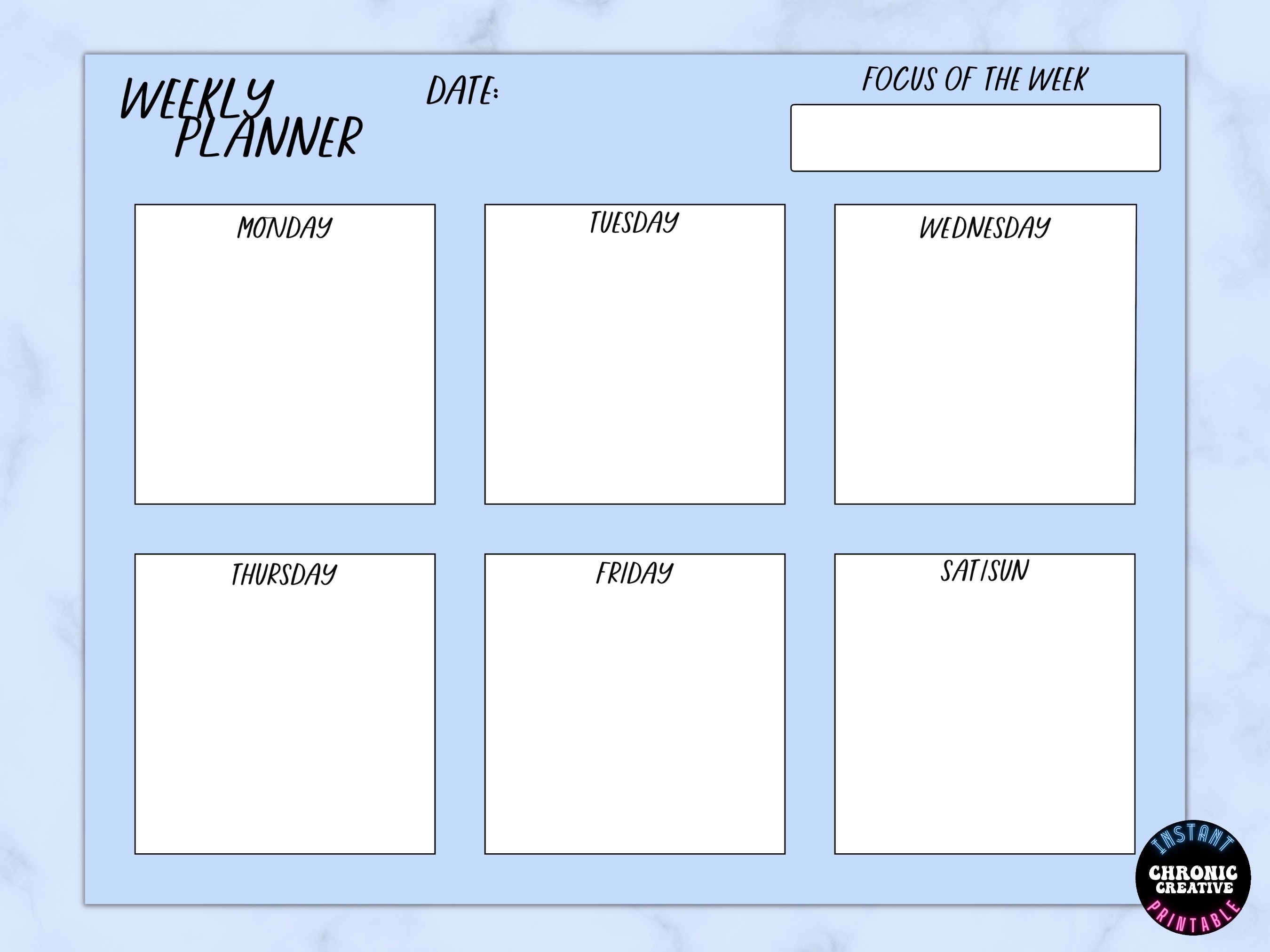 Weekly Planner Printable Weekly Planner Print Landscape - Etsy