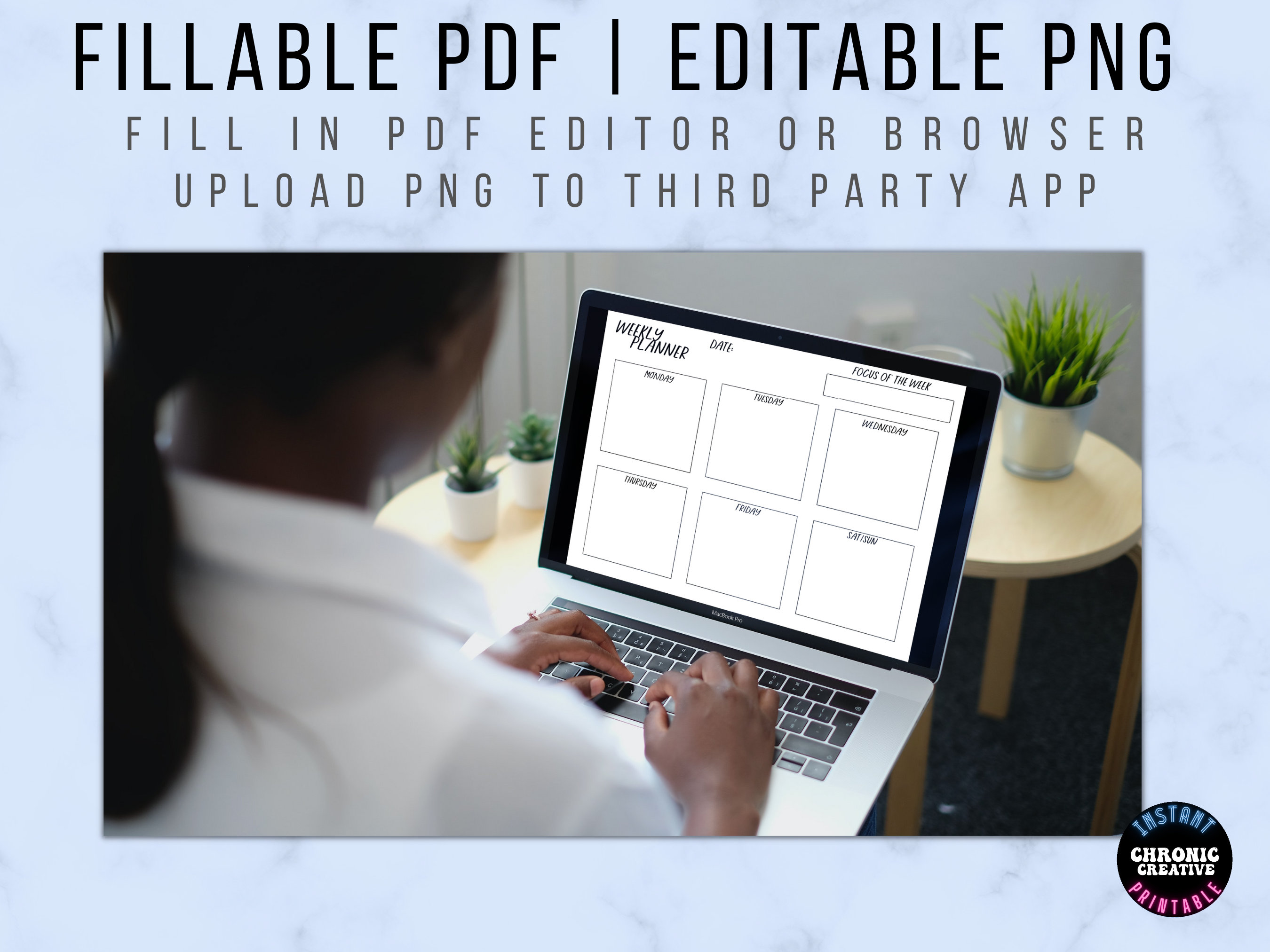 Weekly Planner Printable Landscape, Simple Weekly Organizer, Week at ...
