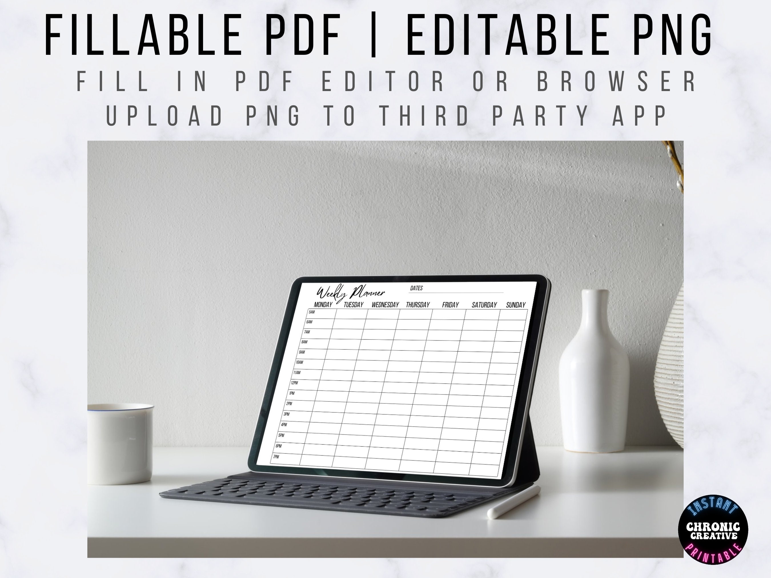 Weekly Planner Printable Landscape, Minimalistic Weekly Planner, Week ...