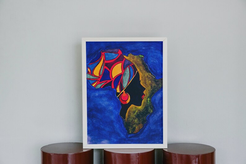 Ethnic Wall Art Abstract Africa Map Painting on Canvas, Detailed ...