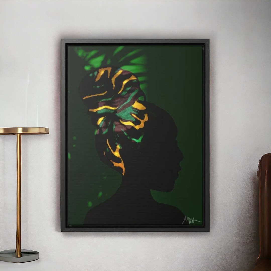 Vivid Hand Drawn Jamaican Woman Portrait, Patriotic Home Decor in Flag ...