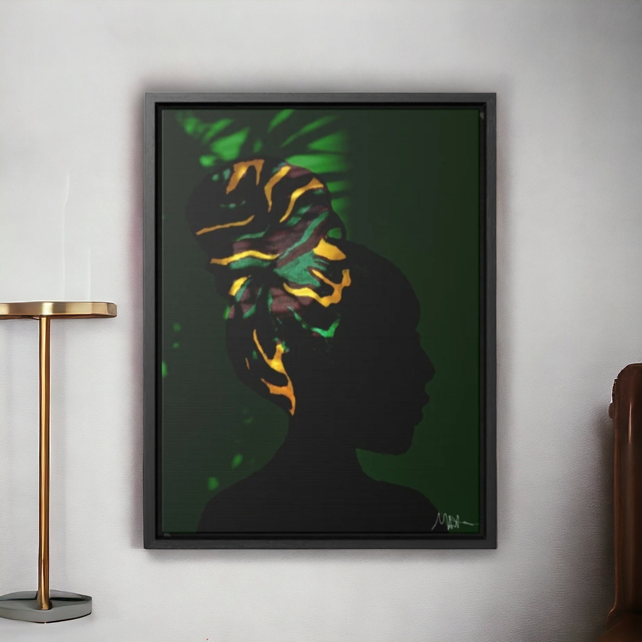 Vivid Hand Drawn Jamaican Woman Portrait, Patriotic Home Decor in Flag ...