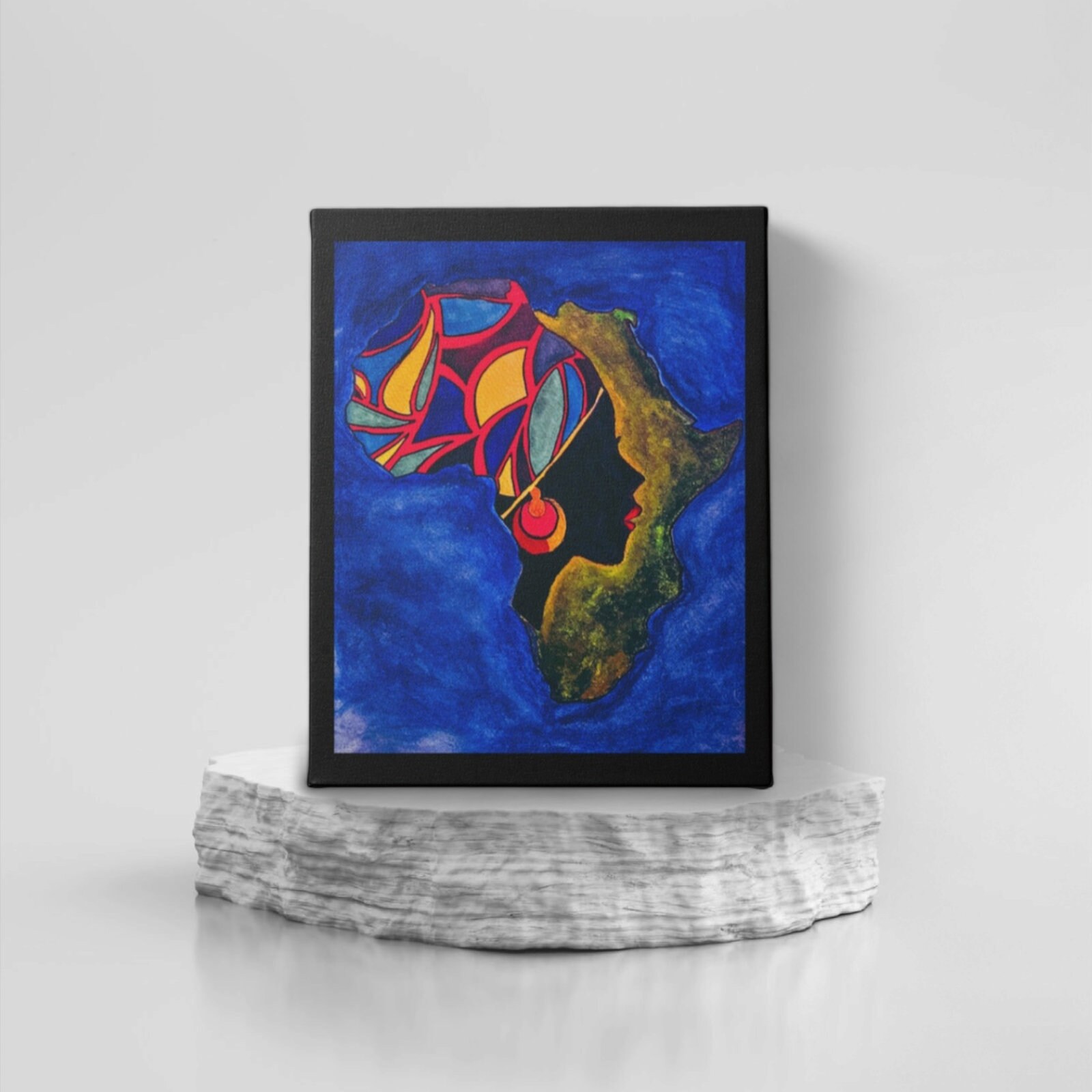 Ethnic Wall Art Abstract Africa Map Painting on Canvas, Detailed ...