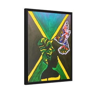 Vivid Hand Drawn Jamaican Woman Portrait, Patriotic Home Decor in Flag ...