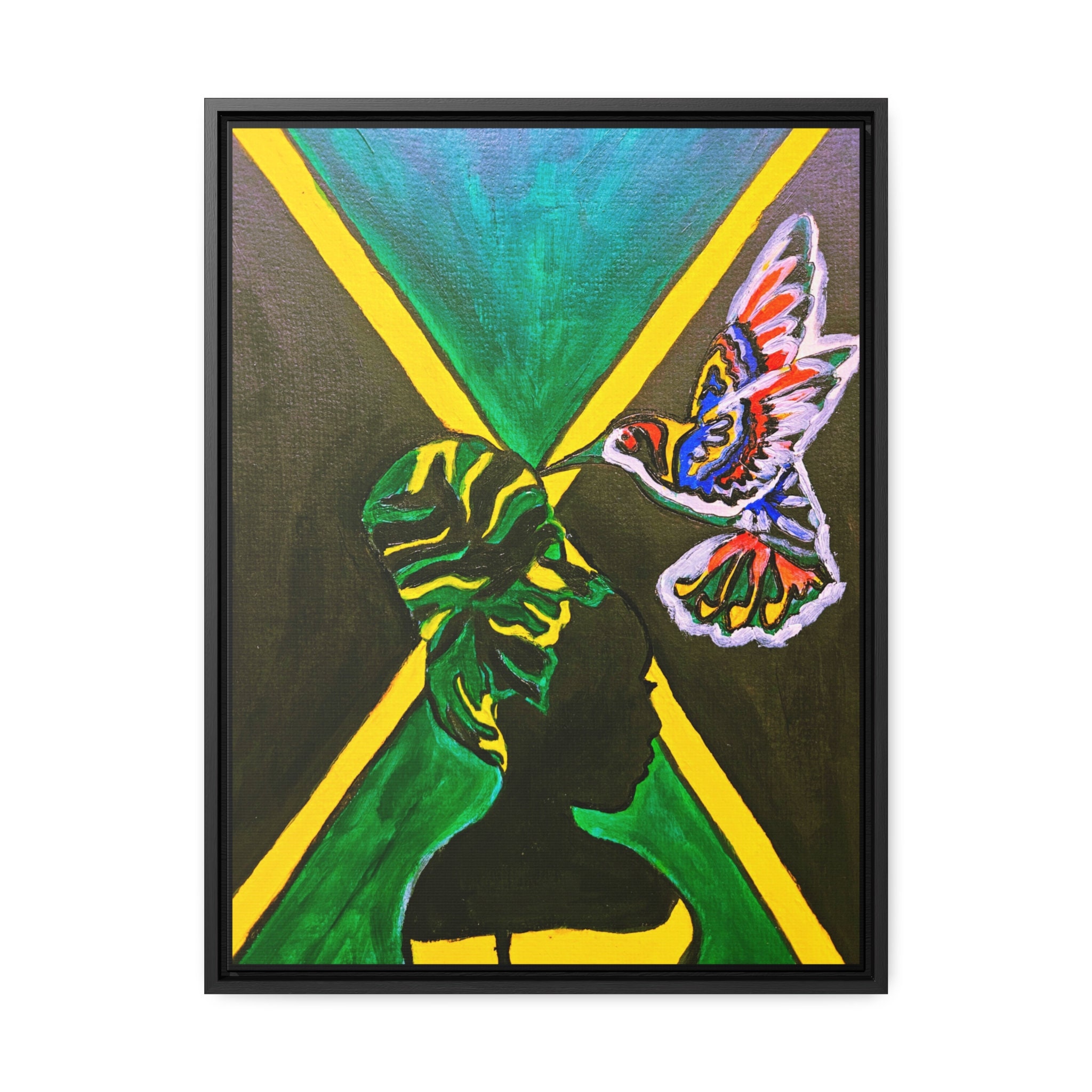 Vivid Hand Drawn Jamaican Woman Portrait, Patriotic Home Decor in Flag ...