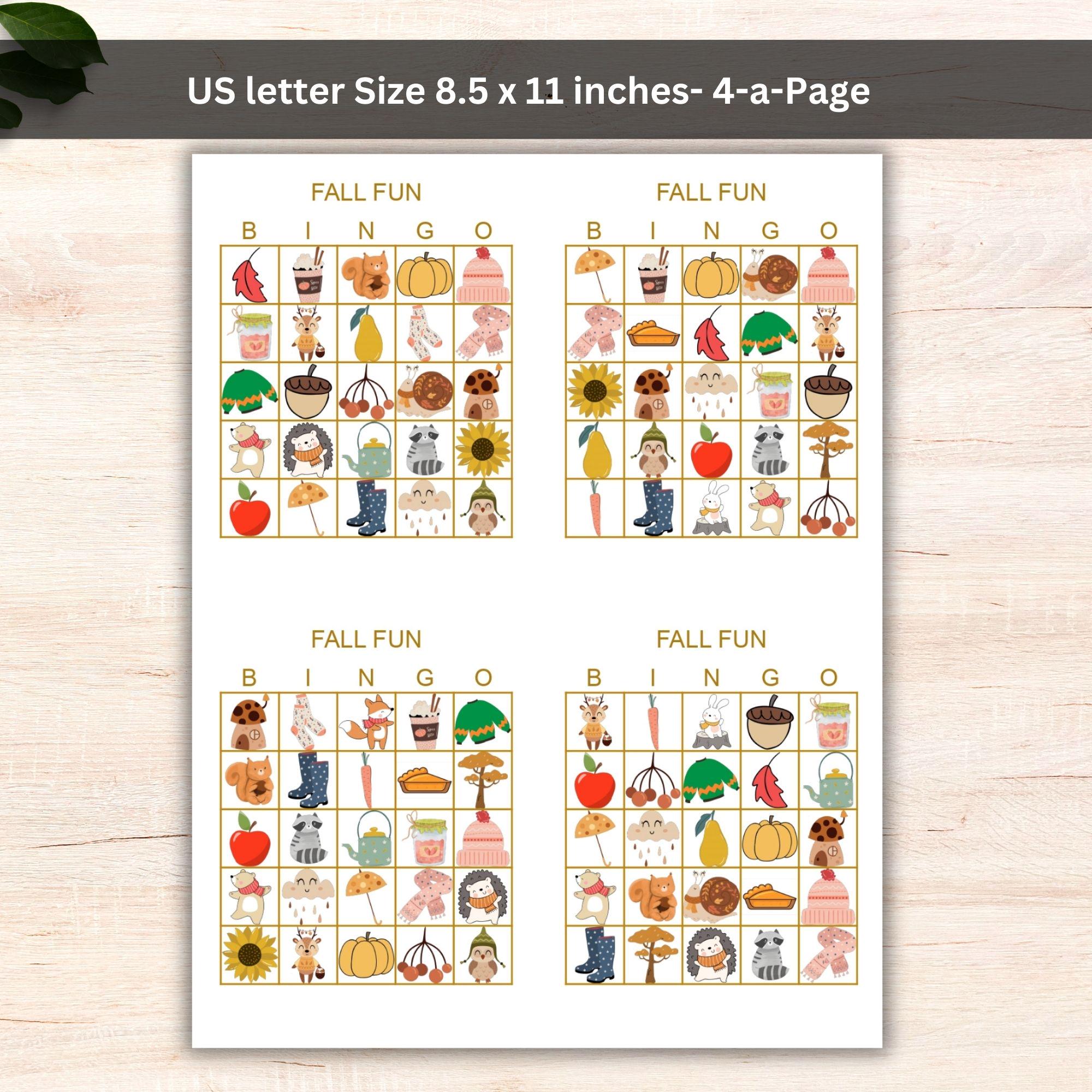 Fall Bingo,x100 Fall Bingo Printable,fall Activity,homeschool Fall ...