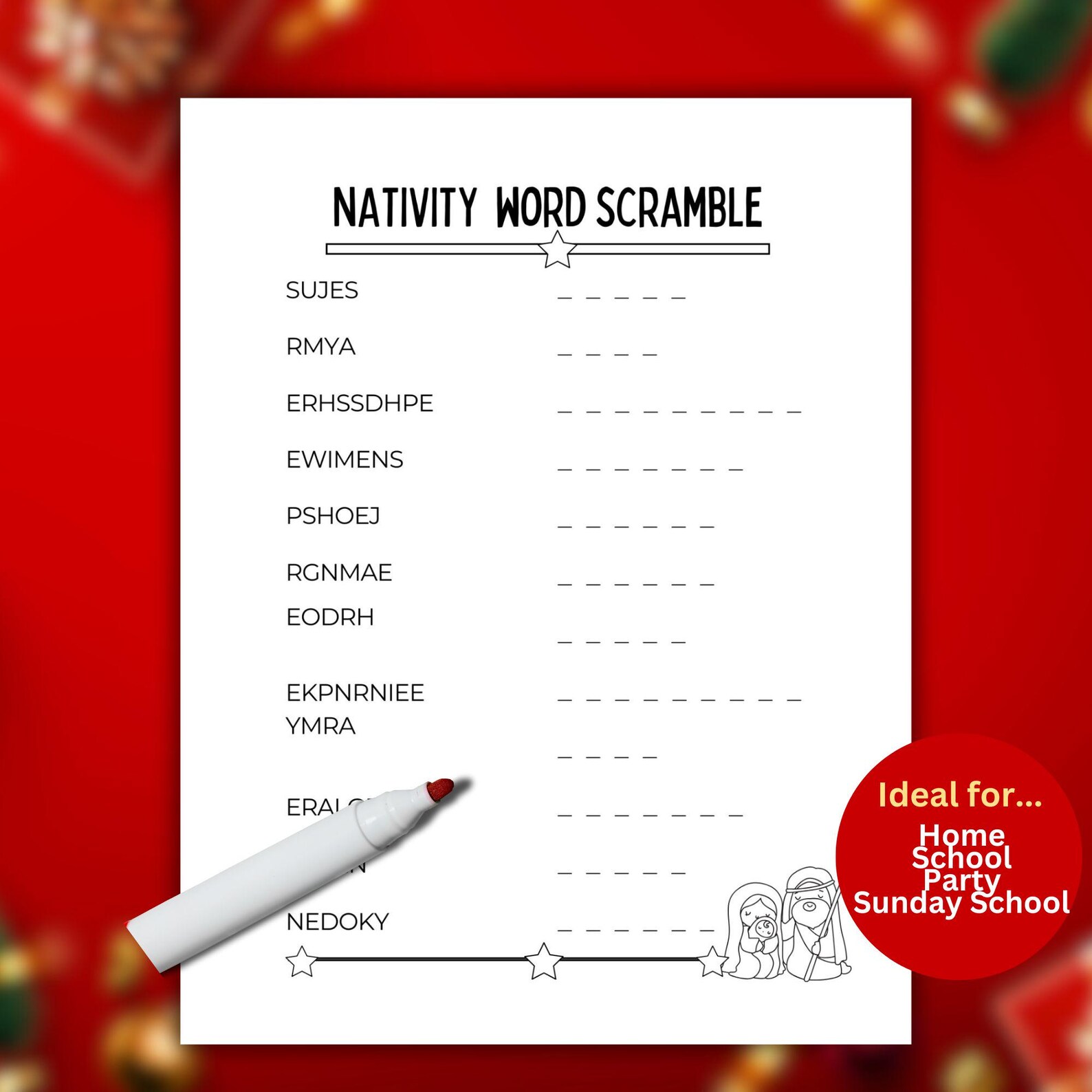Nativity Activity Printables: Maze, Word Scramble, Quiz (PDF) - Etsy