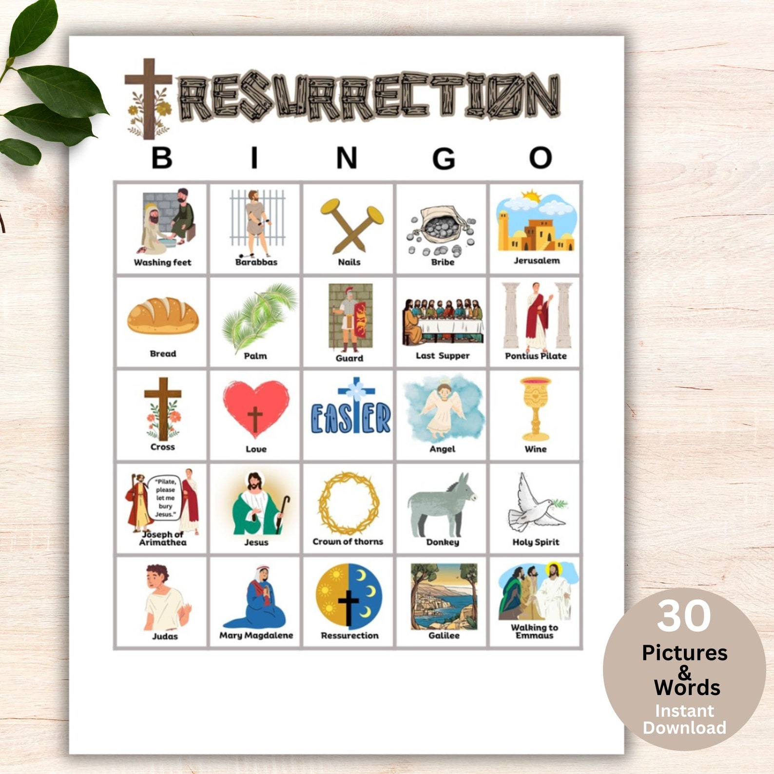 Resurrection Bingo,he is Risen,religious Easter Bingo Printable,for ...