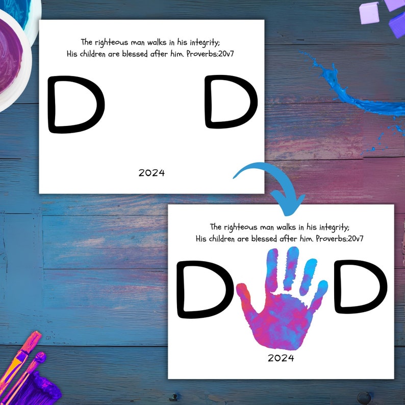 Father Day Handprint Bible Verse Craft,proverbs 20:7,christian Dad ...