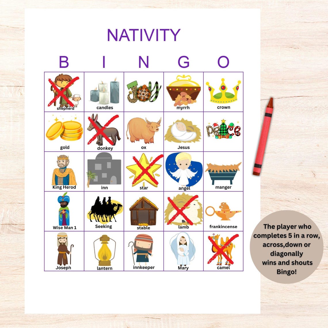 Nativity Bingo X100 Christmas Bingo,printable Bingo,bingo Christmas ...