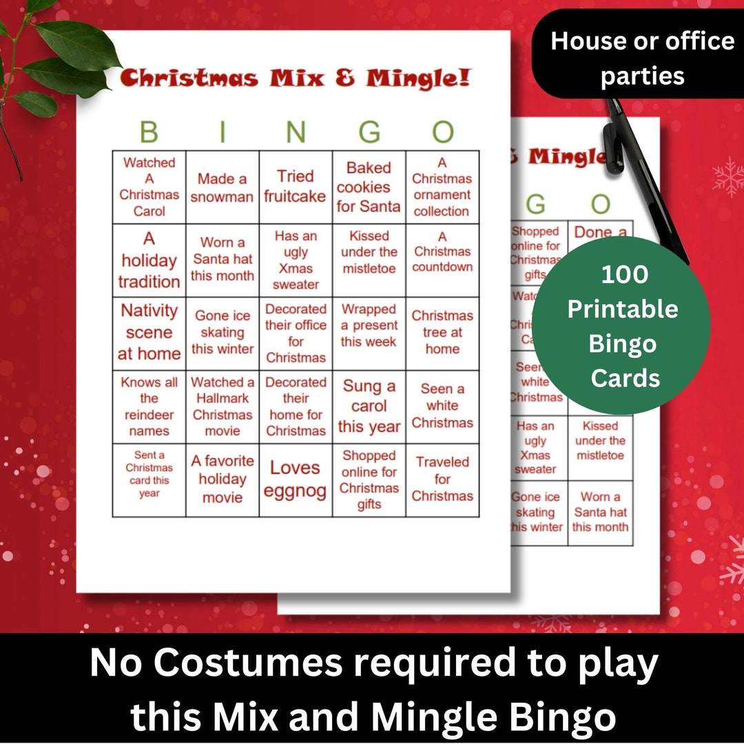 Christmas Bingo,mix and Mingle Bingo,christmas Find the Guest Bingo ...