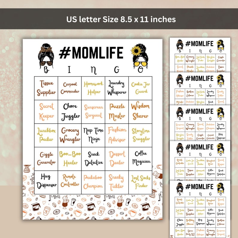 Mom Bingo,mothers Day Games,baby Shower Game,games for Moms Group ...