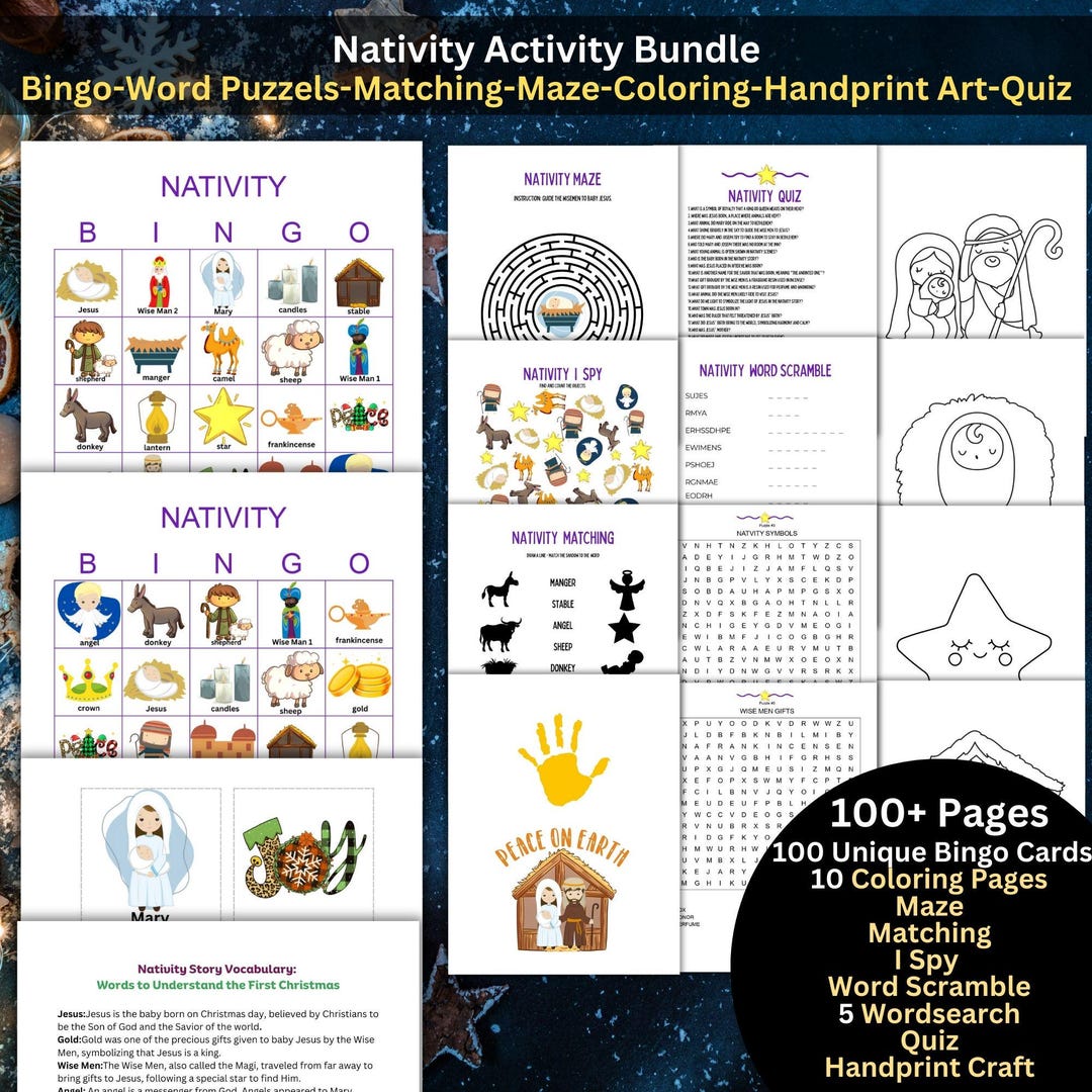 Nativity Activity Bundle,christmas Handprint,nativity Coloring Pages ...