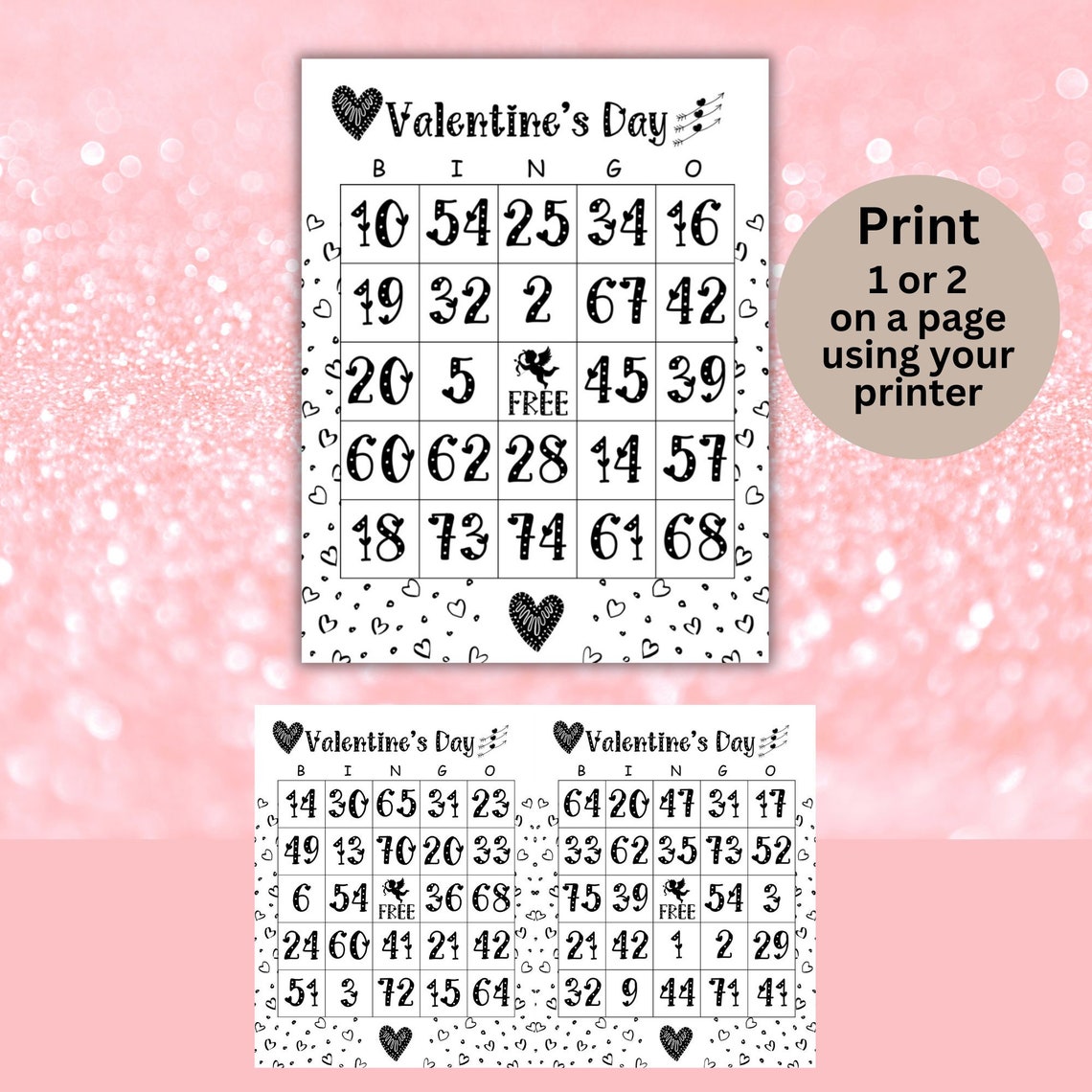 Valentine Bingo,valentines Number Bingo,valentine Game for Seniors ...