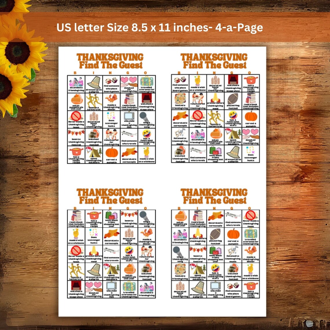 Printable Thanksgiving Game,bingo,find the Guest,friendsgiving Family ...