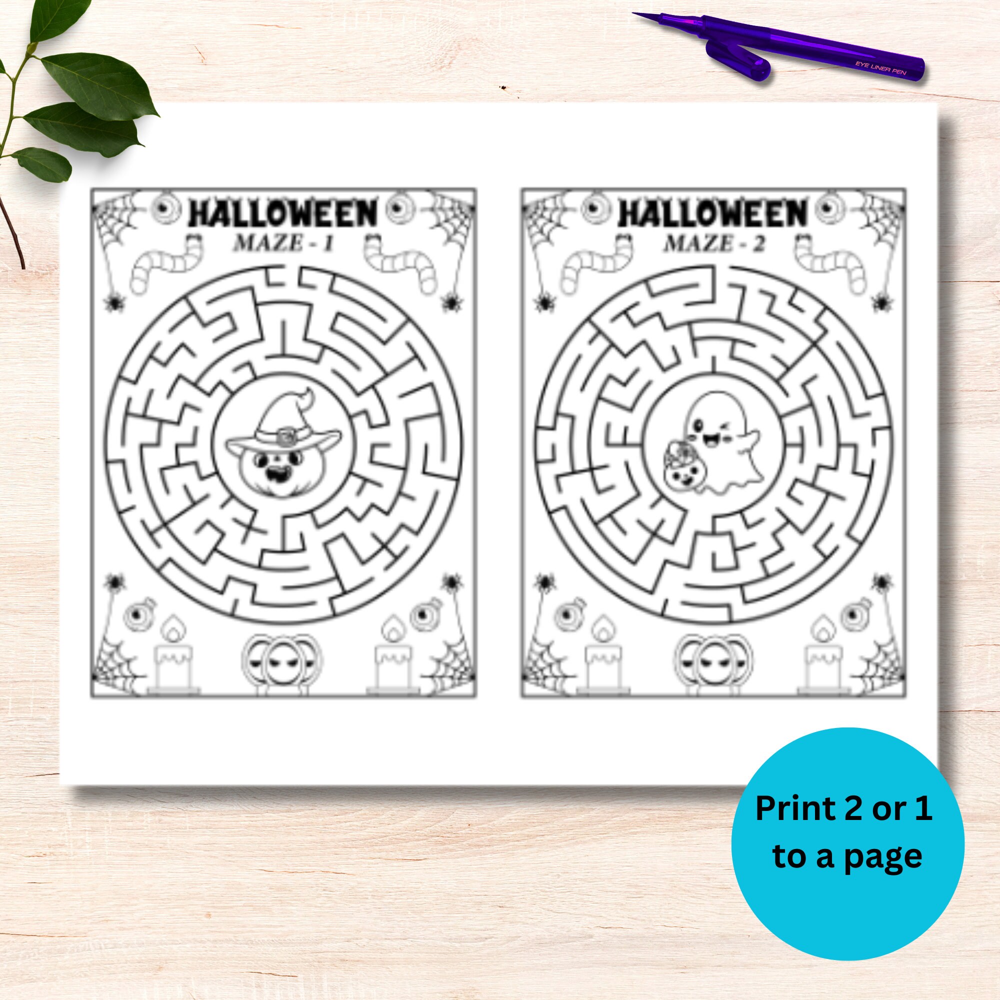 Halloween Maze for Kids, Shadow Matching Worksheet,fun Children's ...