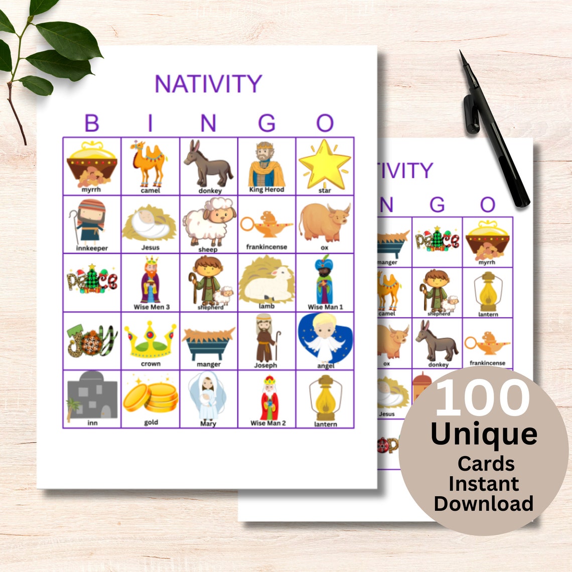 Nativity Bingo X100 Christmas Bingo,printable Bingo,bingo Christmas ...