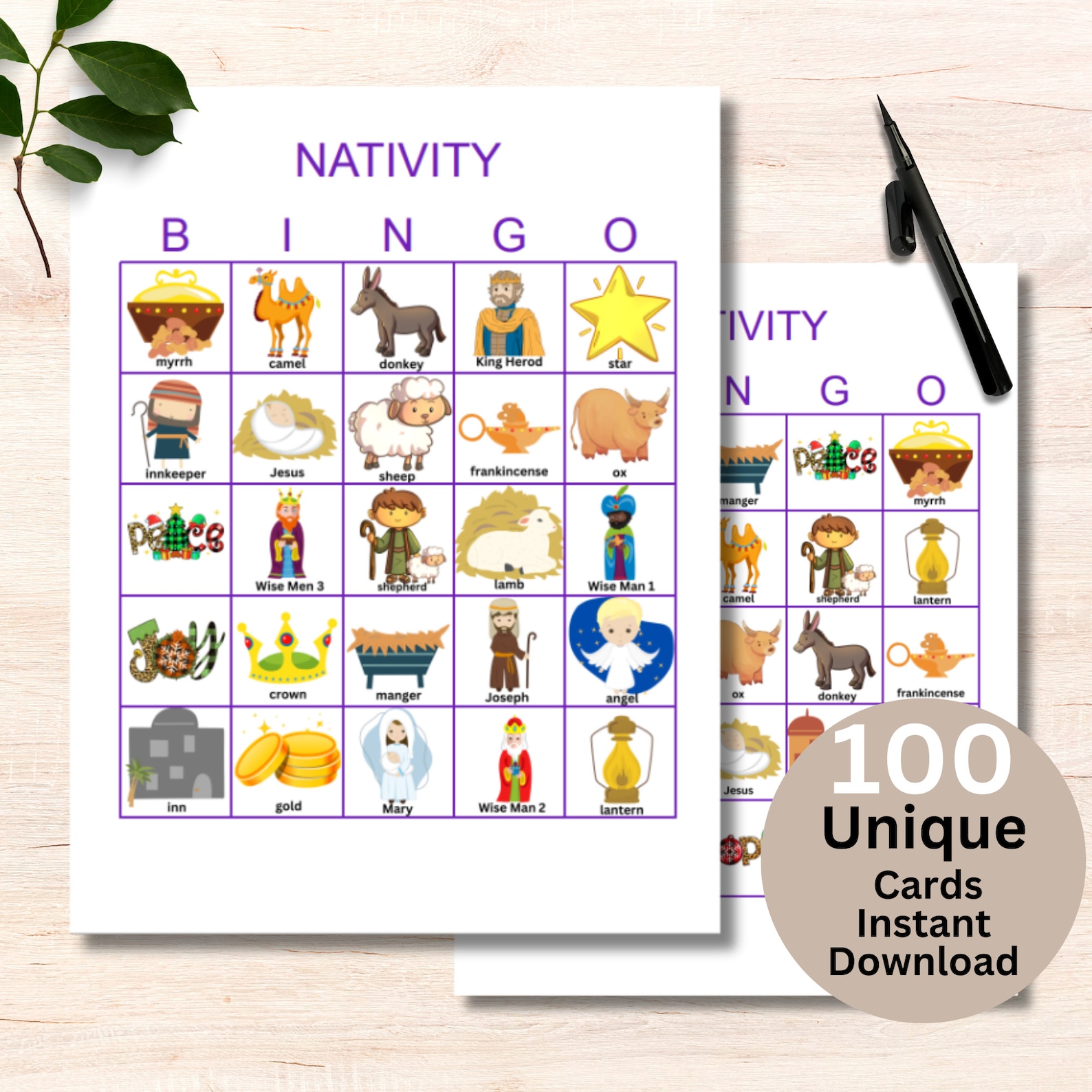 Nativity Bingo X100 Christmas Bingo,printable Bingo,bingo Christmas ...
