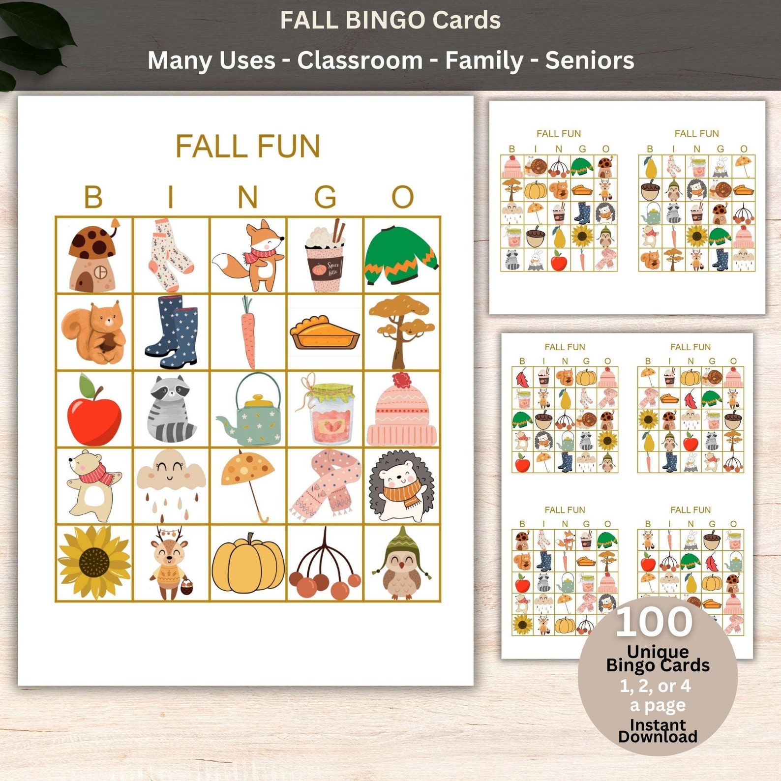 Fall Bingo,x100 Fall Bingo Printable,fall Activity,homeschool Fall ...