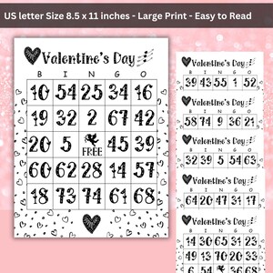 Valentine Bingo,valentines Number Bingo,valentine Game for Seniors ...