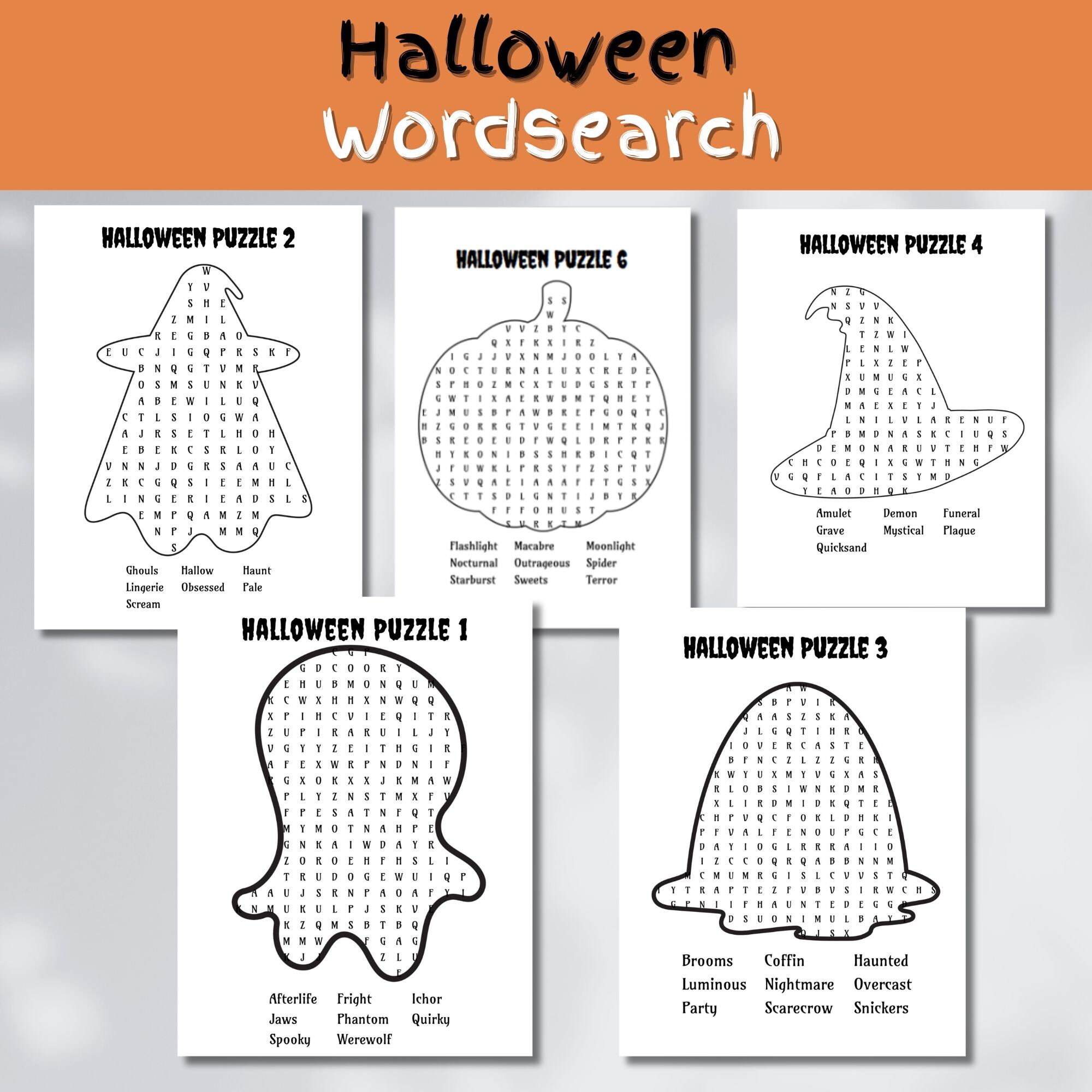 Halloween Activity Pack, Tracing Coloring, Wordsearch Printable Bundle ...