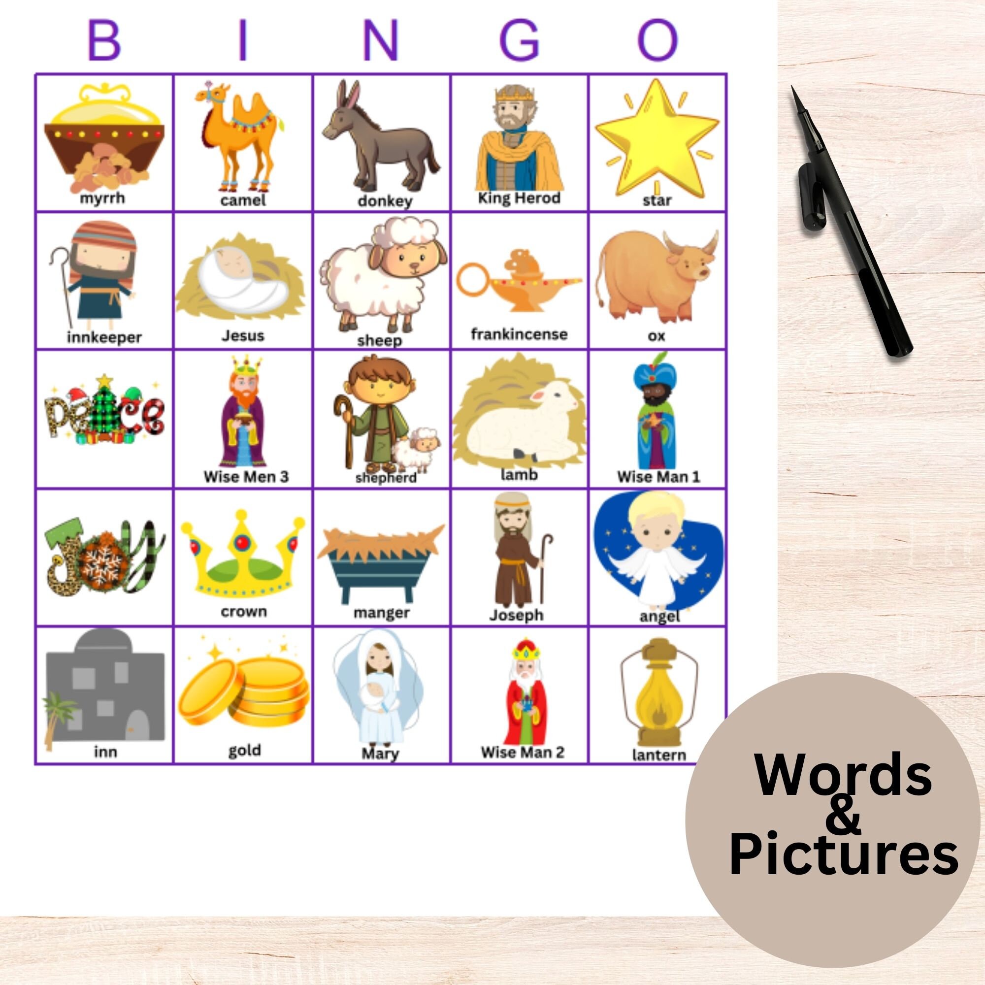 Nativity Bingo X100 Christmas Bingo,printable Bingo,bingo Christmas ...