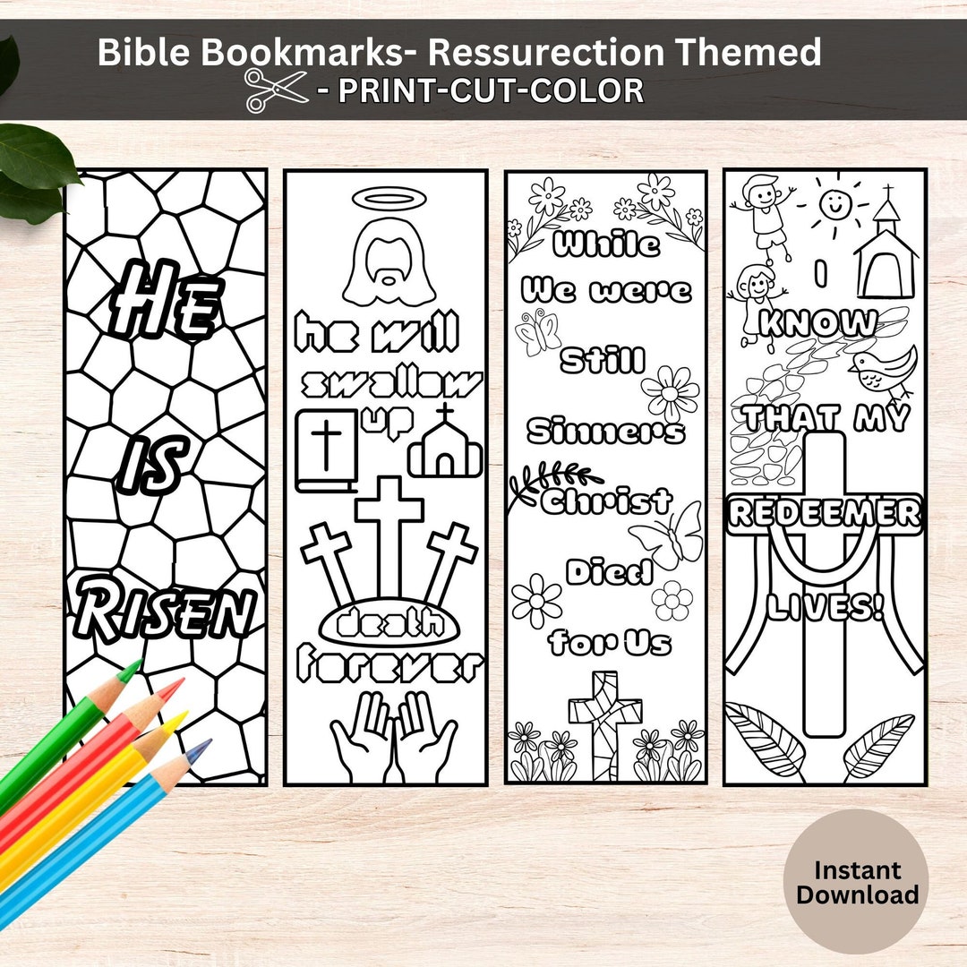 Bible Bookmark,printable Bookmarks,he is Risen,easter Craft,coloring ...