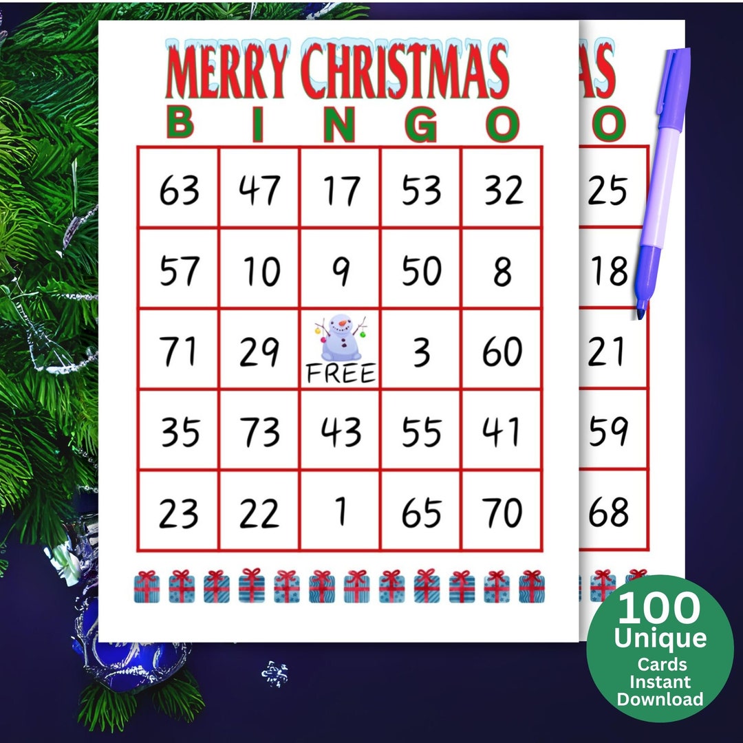 Christmas Bingo,christmas Number Bingo,christmas Bingo for Adults ...