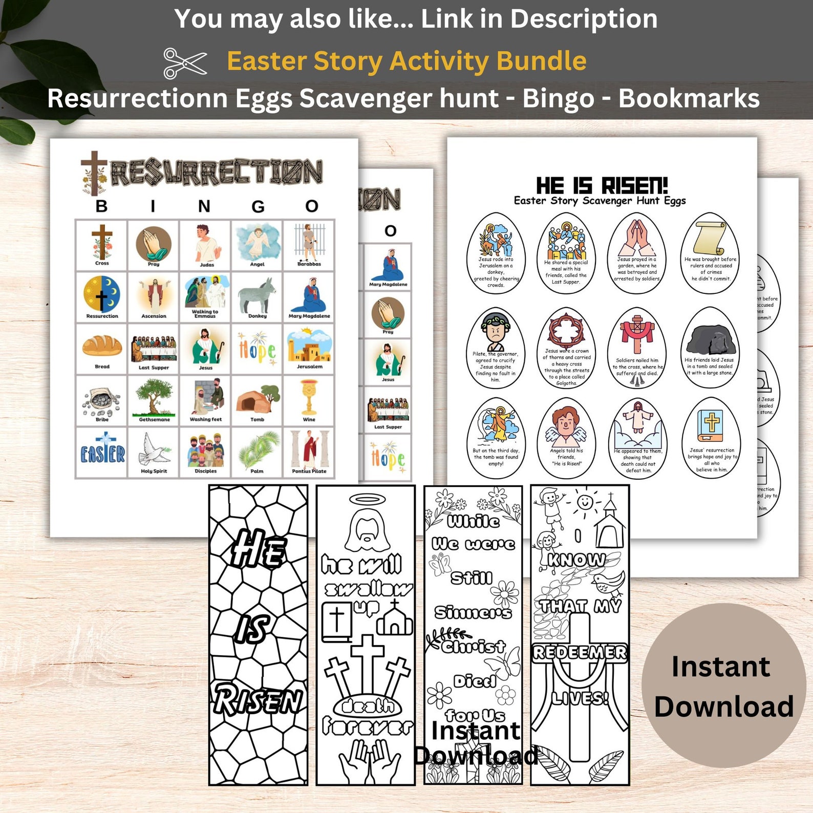 Resurrection Bingo,he is Risen,religious Easter Bingo Printable,for ...