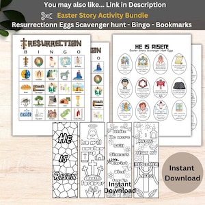 Resurrection Bingo,he is Risen,religious Easter Bingo Printable,for ...