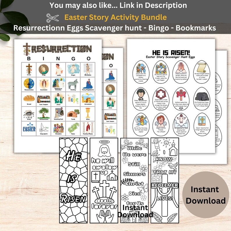 Resurrection Bingo,he is Risen,religious Easter Bingo Printable,for ...