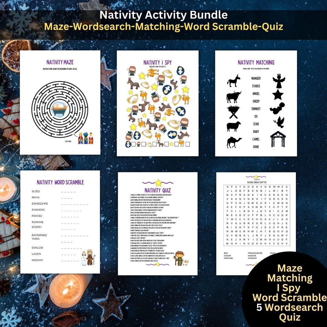 Christmas Activity Set,nativity Printable,for Kids,christian,maze ...
