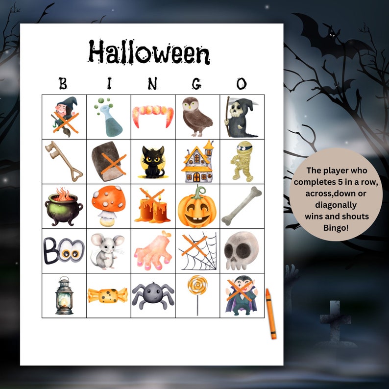 Halloween Bingo Game: 100 Unique Cards, Kids Party Activity (printable ...