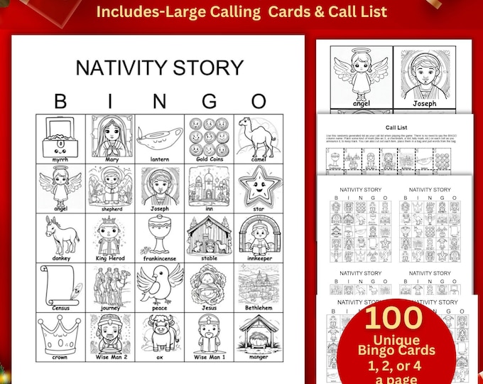 Nativity Bingo,story,christmas Bingo,printable Bingo,bingo Christmas ...
