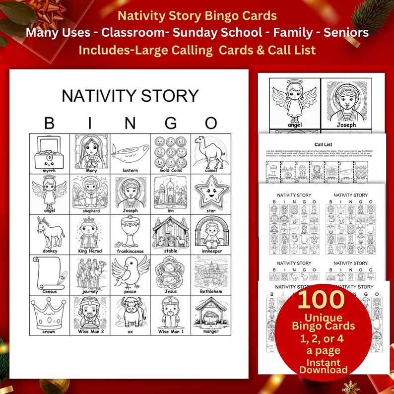 Nativity Bingo,story,christmas Bingo,printable Bingo,bingo Christmas ...