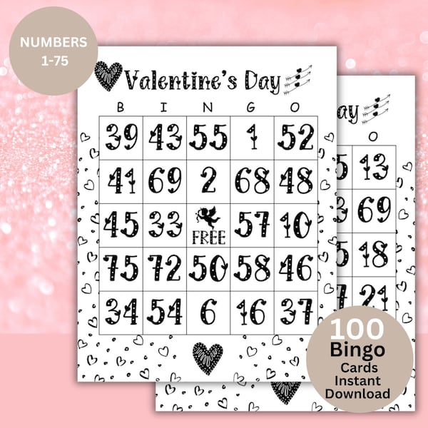 Valentine Bingo Cards - Etsy