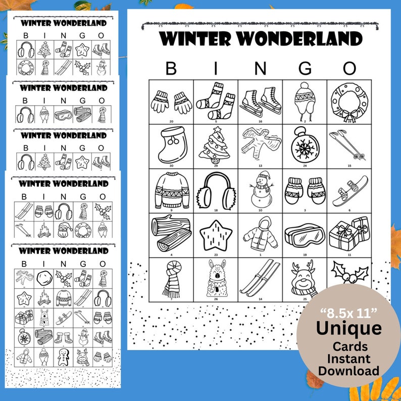 Winter Bingo X100 Christmas Bingo,printable Bingo, for Party,color In ...