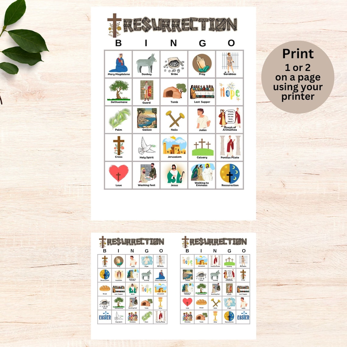 Resurrection Bingo,he is Risen,religious Easter Bingo Printable,for ...