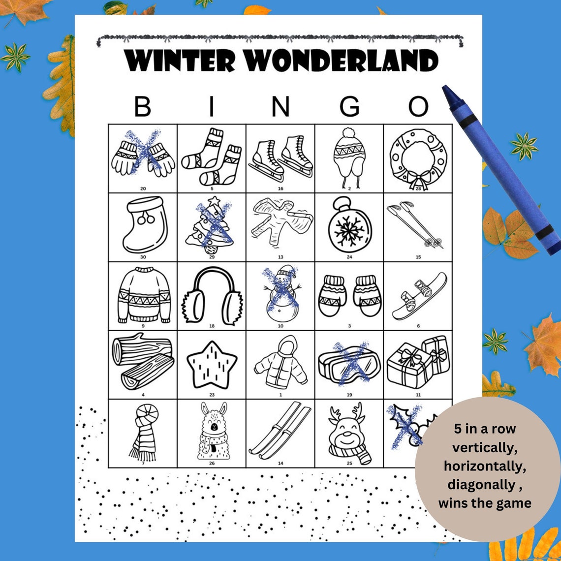 Winter Bingo X100 Christmas Bingo,printable Bingo, for Party,color In ...