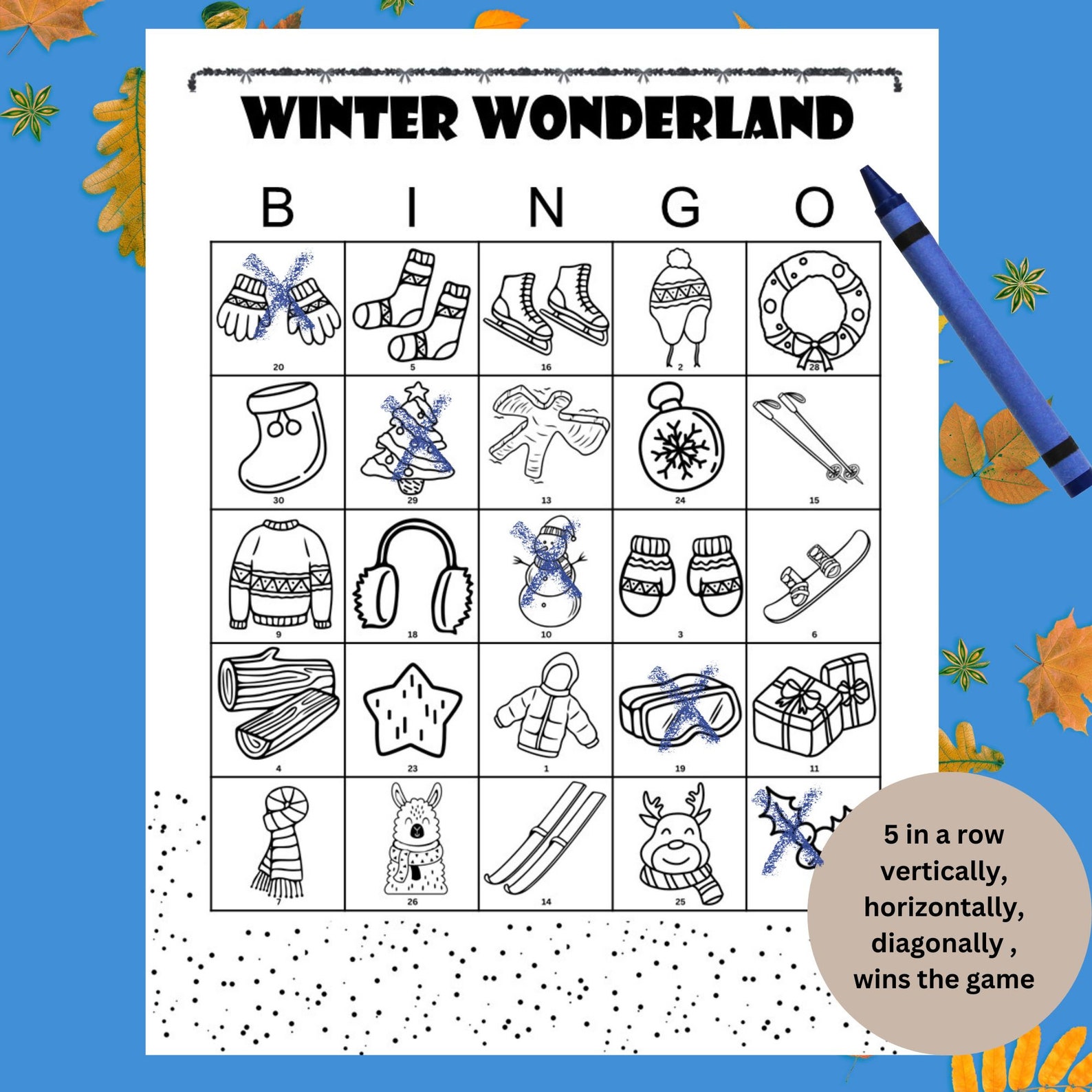 Winter Bingo X100 Christmas Bingo,printable Bingo, for Party,color In ...