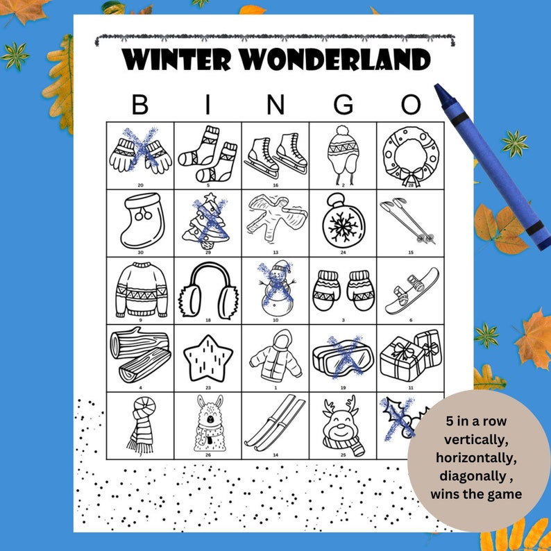 Winter Bingo X100 Christmas Bingo,printable Bingo, for Party,color In ...