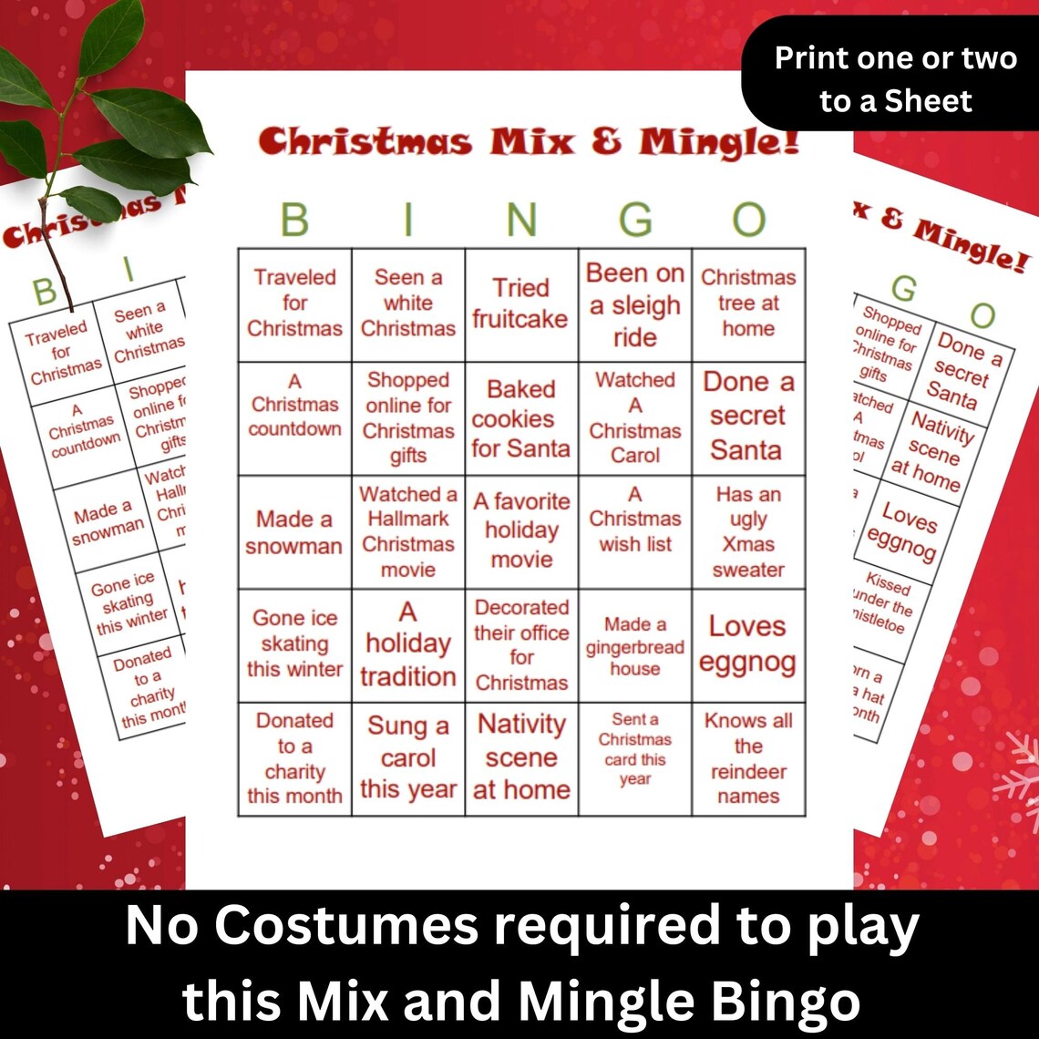 Christmas Bingo,mix and Mingle Bingo,christmas Find the Guest Bingo ...