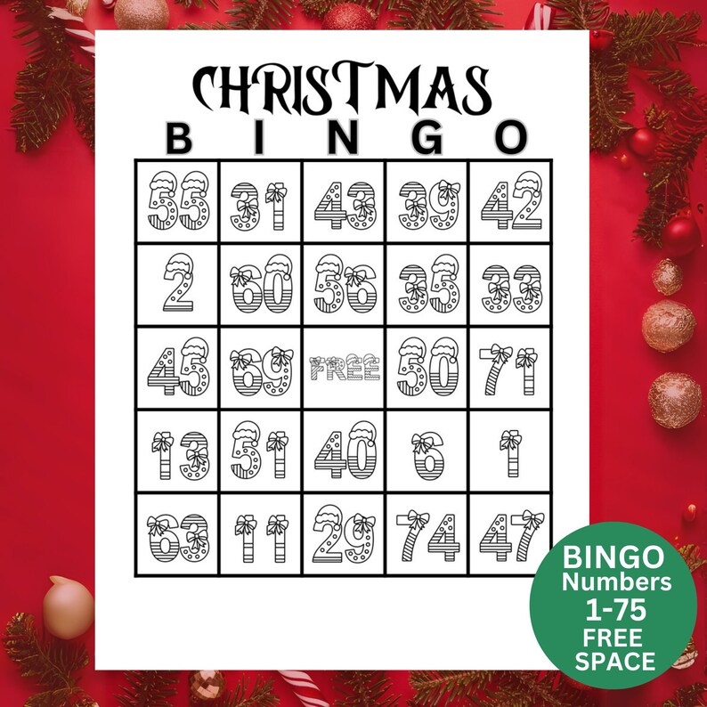 Christmas Bingo X100 Christmas Number Bingo,printable Bingo,for Party ...